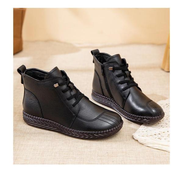 ショートブーツ 本革 厚底 フラット サイドジッパー 足に優しい