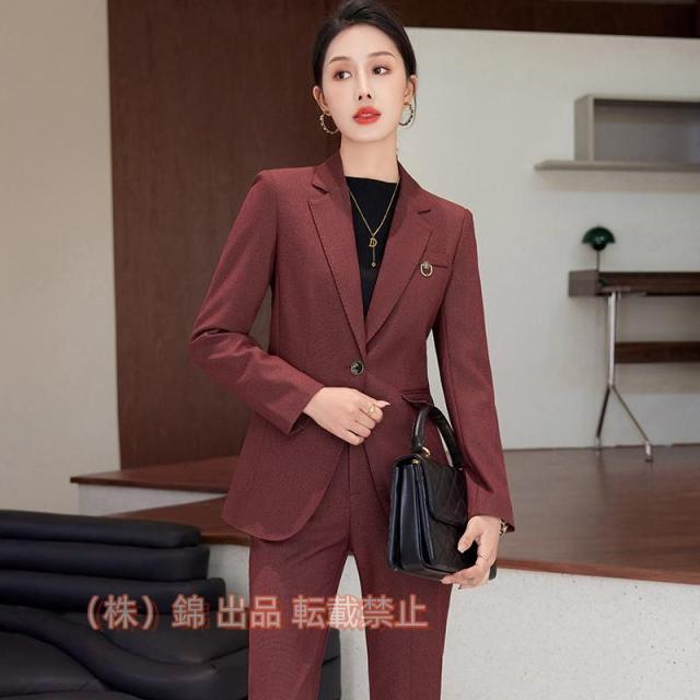 レディースビジネススーツパンツスーツフォーマルセットアップ2点セット通勤冬着痩ビジネス入学式株式会社錦秋おしゃれOLビジネススーツ卒業式上下セット
