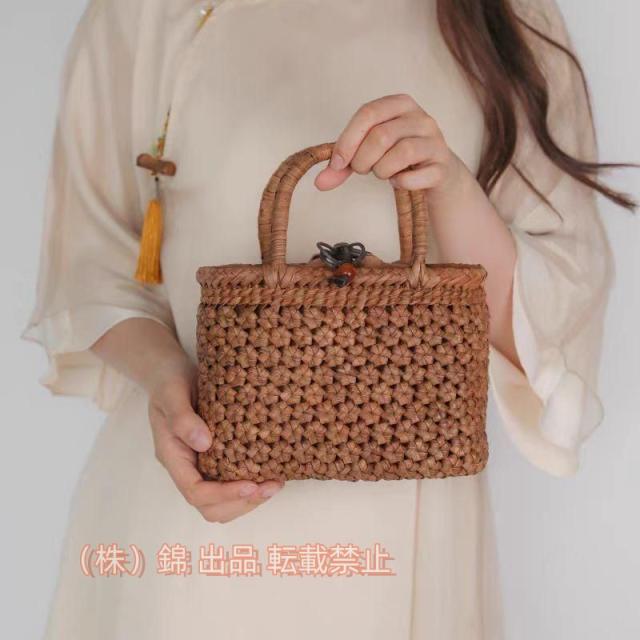 山葡萄 かごバッグ 内布付き 高級 六角 花編み 山ぶどう 職人手作り レディース フォーマル カジュアル株式会社錦 おしゃれ かご ミニ籠バッグ