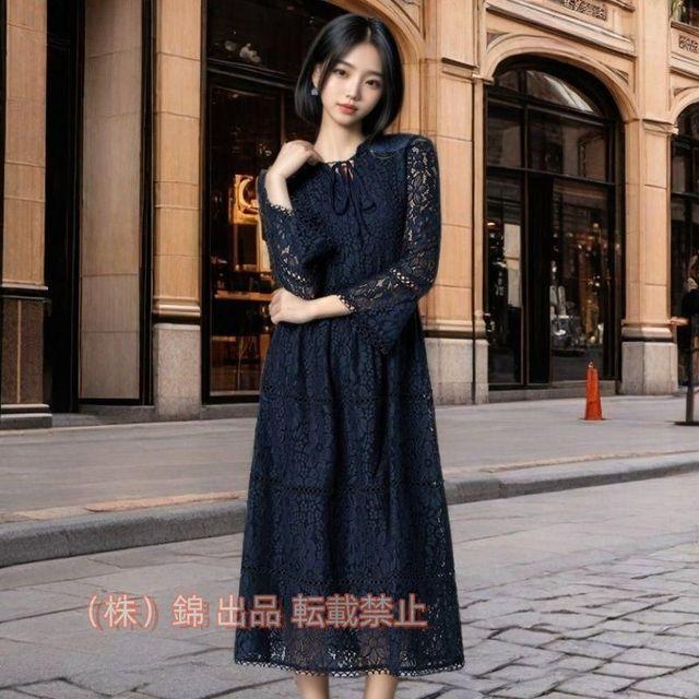 ワンピースパーティードレス秋物レースドレス結婚式袖ありフォーマルドレスロング大きいサイズ服装大人きれいめカジュアル上品40代30代50代