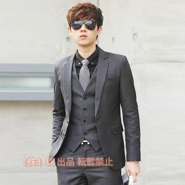 メンズスーツビジネススーツ3ピーススーツスリム一つボタン株式会社錦二つボタンスタイリッシュスーツ結婚式発表会卒業式フォーマル就職活動カジュアルスーツ