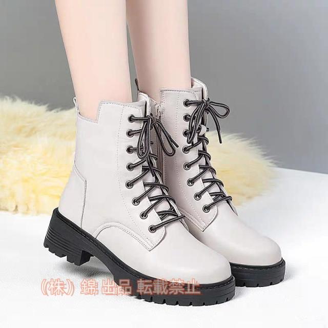 レディースブーツシューズ5ホールフェイクレザーレースアップクラシックトレッキングシューズ通気性アウトドア日常着用株式会社錦安定感有通勤通学ジッパー