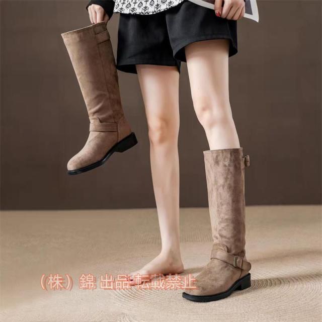 ロングブーツスエード調ロングブーツ筒周り太いブーツレディース履き口ゆったりブーツふくらはぎ錦大きいブーツ大きい筒周りゆったりスウェード