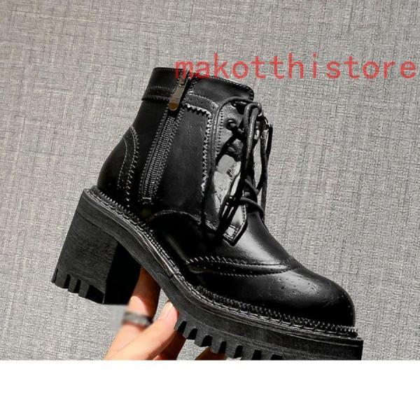 ブーツ ラウンドトゥ トラックソール レースアッ 厚底 編み上げ ワーク