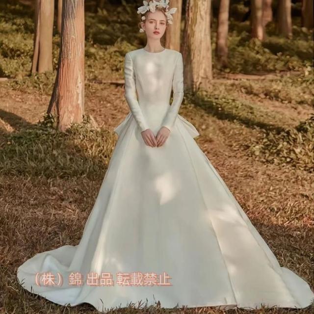 新品ウェディングドレス ウエディングドレス白 パーティー 可愛い 花嫁ロングドレス 結婚式 トレーンライン 錦 二次会 フォームドレス お呼ばれ 挙式hs6797