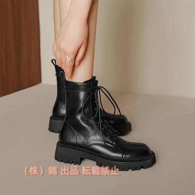 レディース ブーツ シューズ 8ホール 革靴 皮靴 本革 レースアップ クラシック 錦 トレッキング シューズ 通気性 アウトドア 日常着用 安定感有通勤通学 4.5cm