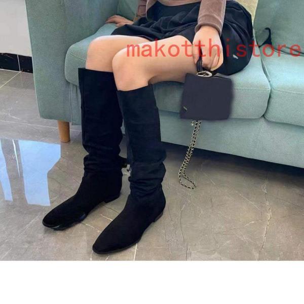 くしゅくしゅブーツレディースチャンキーヒールロングブーツカジュアル
