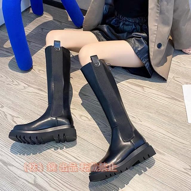 ロングブーツ レディース 美脚 ローヒール 8cm 厚底ブーツ 疲れにくい シンプル サイドゴア 歩きやすい 痛くない 秋 冬 通勤通学 錦コスプレ 大きいサイズ