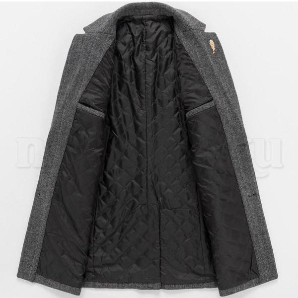 チェスターコート メンズ ロングコート ストライプ柄 ウール混紡 ス