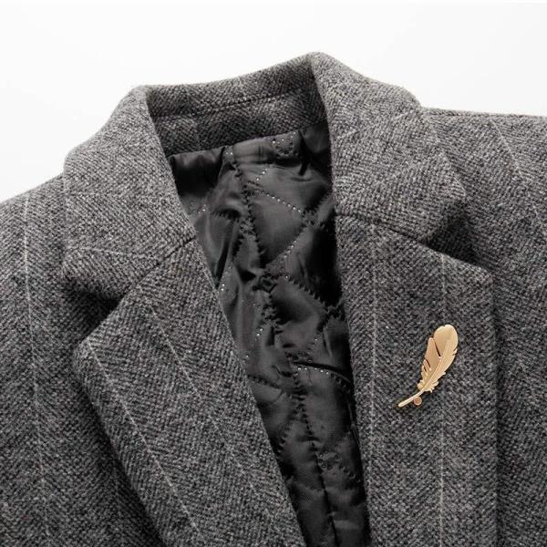 チェスターコート メンズ ロングコート ストライプ柄 ウール混紡 ス