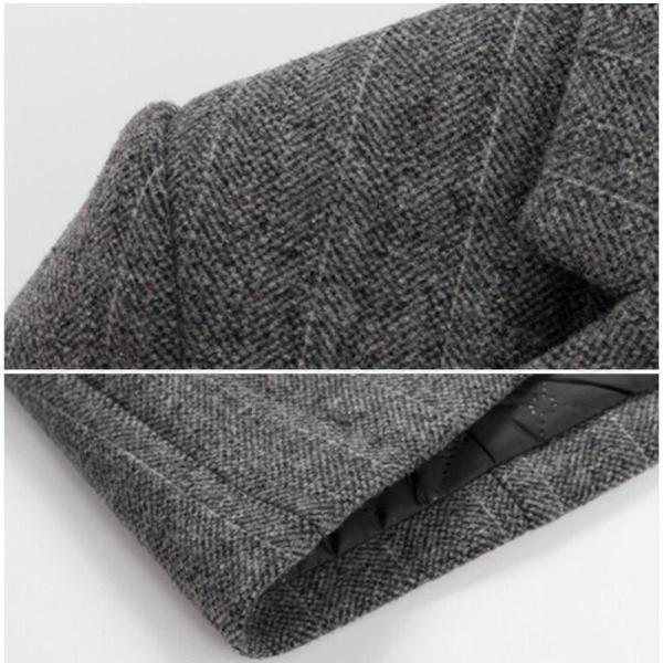 チェスターコート メンズ ロングコート ストライプ柄 ウール混紡 ス