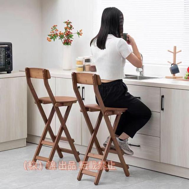 木製 カウンターチェア バーチェア 折りたたみ椅子 ハイスツール 食卓椅子 背付 高い座面 キッチン ガーデン パーティ 株式会社錦オフィス用 軽量