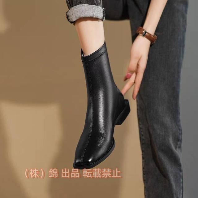 ストレッチショートブーツ4センチヒールレディースおしゃれ短ブーツローヒールソックスブーツショートブーツブーティ株式会社錦バックジップレディース靴