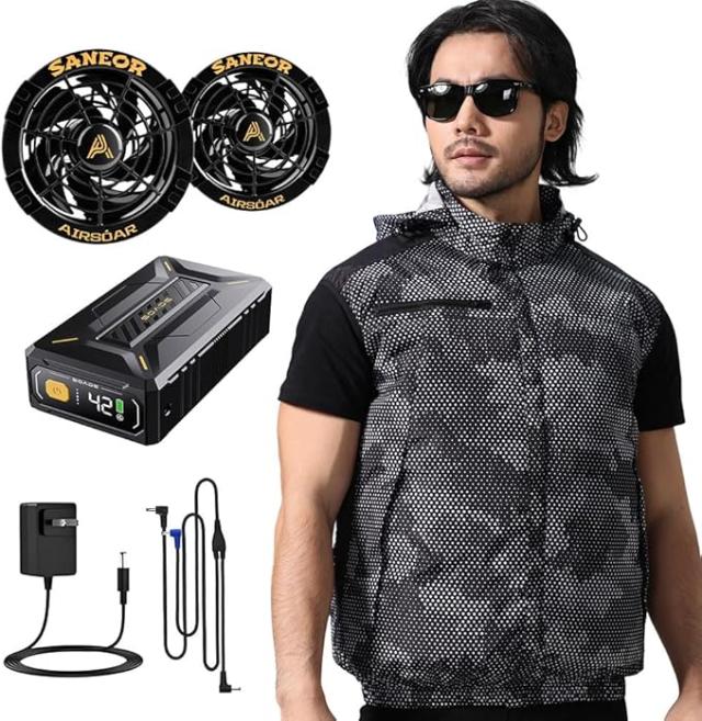 [Daonaca] 作業服 【42V超高出力 40500mAh大容量】 ファン付きベスト ファンバッテリーセット 25H連続稼動 2つ駆動モード 7段階風量調節 ファン付き作業服 100%ポリエステ 男女兼用 熱中症対策 [日本国内ブランド正規品]