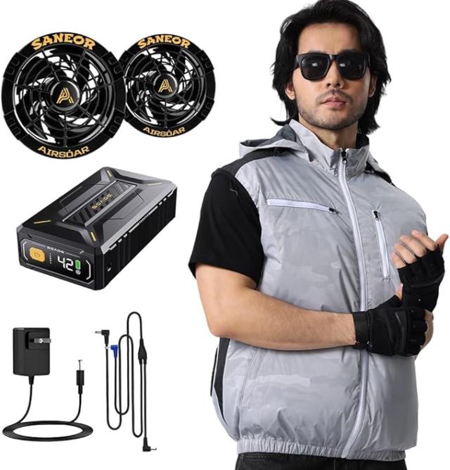 [Daonaca] 作業服 【42V超高出力 40500mAh大容量】 ファン付きベスト ファンバッテリーセット 25H連続稼動 2つ駆動モード 7段階風量調節 ファン付き作業服 100%ポリエステ 男女兼用 熱中症対策 [日本国内ブランド正規品]