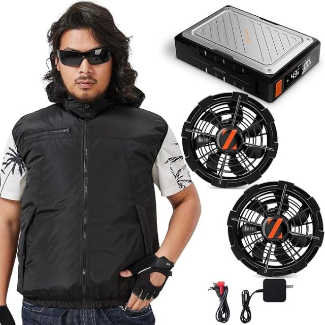 [Xinpeke] 空調作業服 【2025年革新モデル 43V超高電圧】 ファン付きベスト ファンバッテリーセット EVE製21700型電池/日本製ブラシレス 急速充電 作業服 男女兼用 熱中症対策