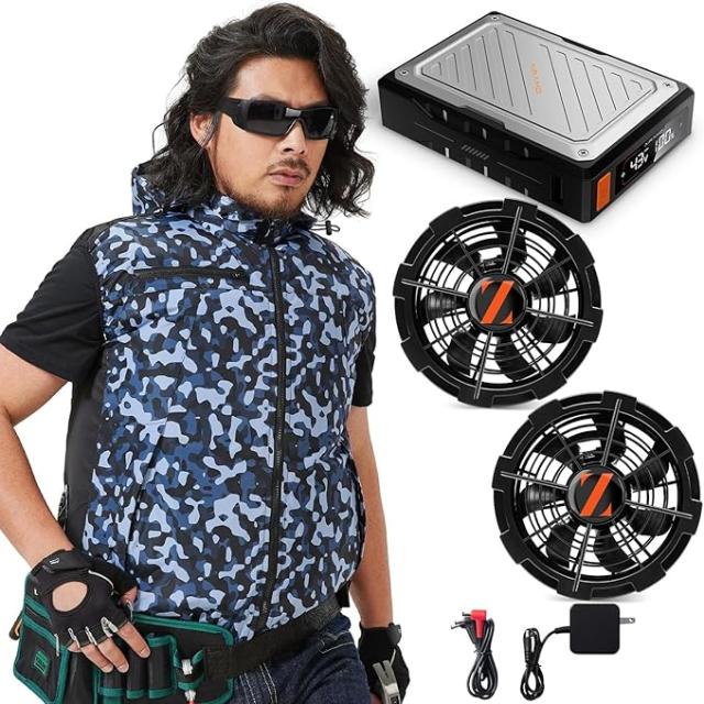 [Xinpeke] 空調作業服 【2025年革新モデル 43V超高電圧】 ファン付きベスト ファンバッテリーセット EVE製21700型電池/日本製ブラシレス 急速充電 作業服 男女兼用 熱中症対策