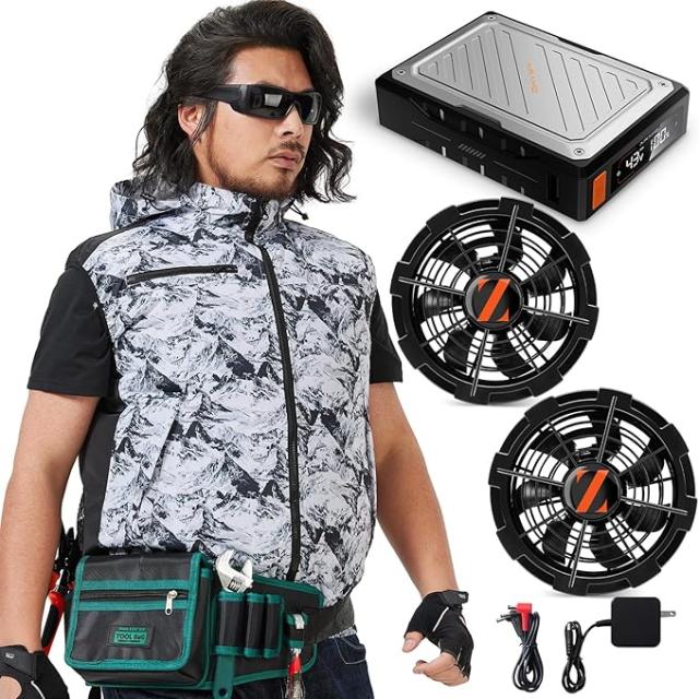 [Xinpeke] 空調作業服 【2025年革新モデル 43V超高電圧】 ファン付きベスト ファンバッテリーセット EVE製21700型電池/日本製ブラシレス 急速充電 作業服 男女兼用 熱中症対策