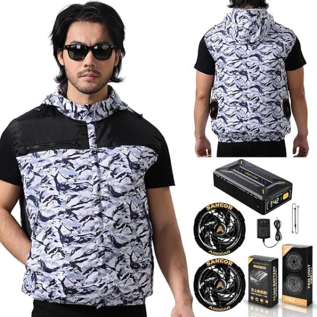 [mobason] 【2025新設計 42V超高出力】ファン付きベスト 40500mAh大容量バッテリー 最大25時間使用時間 ファン付き作業服 7段階風量調節 2種類モード搭載 熱中症対策 PSE認証済み 男女兼用 日本語説明書付き[日本正規品]