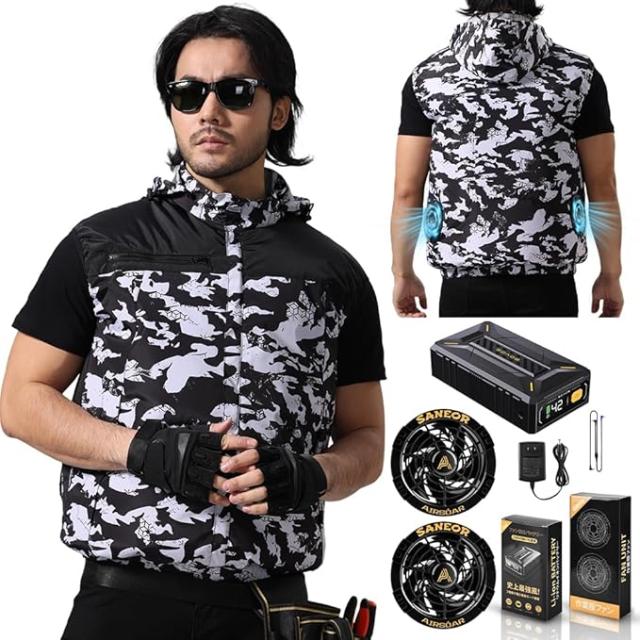 [mobason] 【2025新設計 42V超高出力】ファン付きベスト 40500mAh大容量バッテリー 最大25時間使用時間 ファン付き作業服 7段階風量調節 2種類モード搭載 熱中症対策 PSE認証済み 男女兼用 日本語説明書付き[日本正規品]