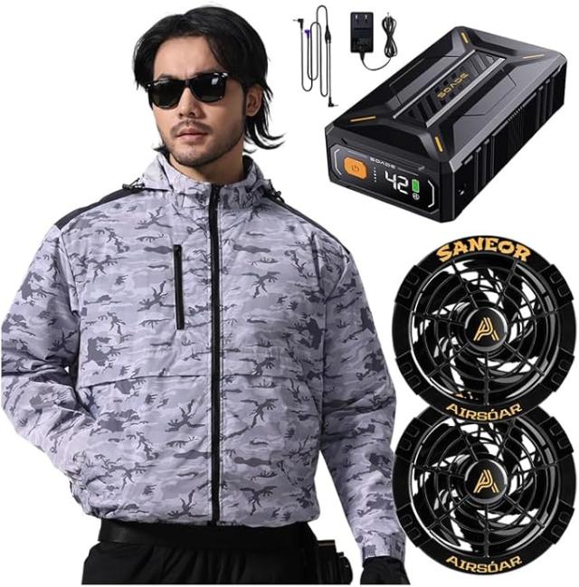 [Daonaca] 【2025夏新登場 42V超高出力】 作業服 長袖 40500mAhバッテリー ファン付き作業服 ファンバッテリーセット 25H連続稼動 作業着 7段階風量調節 2種類駆動モード PSE認証済 熱中症対策 [日本国内ブランド正規品]