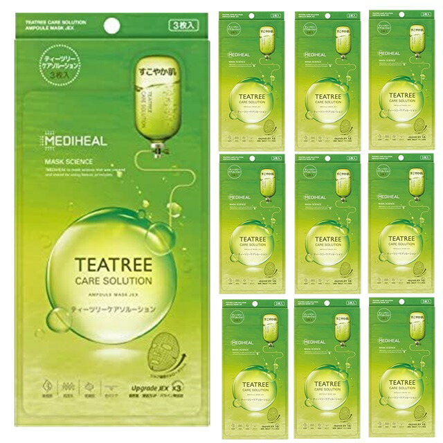 3枚入り 10個セット MEDIHEAL メディヒール アクア アンプルマスク アンプル 保湿 毛穴 ハリ アンプルフェイスマスク 日本製 フェイスマスク パック 保湿 保湿力ＵＰ 毛穴ケア 25ml