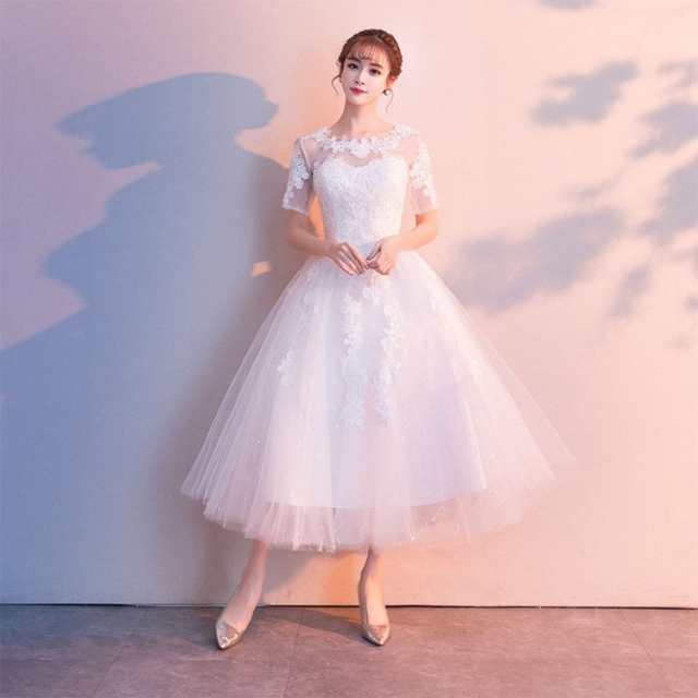 ドレス ドレス 結婚式ウェディングドレス 花嫁 格安 ウエディングドレス ミニドレス パーティードレス 二次会 編み上げタイプ 白 オシャレ ドレス