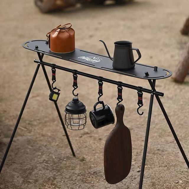 アウトドア三角シェルフ アウトドア キャンプ 棚 収納棚 ハンガーラック バーベキュー ラック　折り畳み キャンプシェルフ 置台 アルミ合金 収納袋付