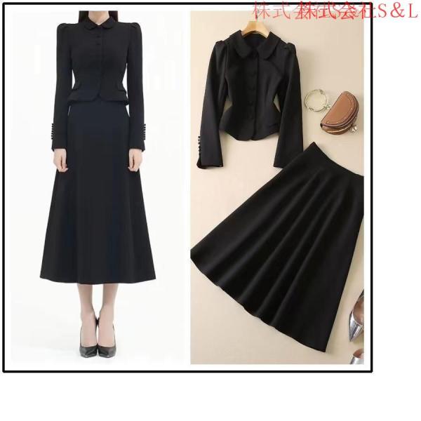ブラックフォーマル喪服スーツ入学式SMLママスーツオールシーズンロング丈レディース礼服卒業式