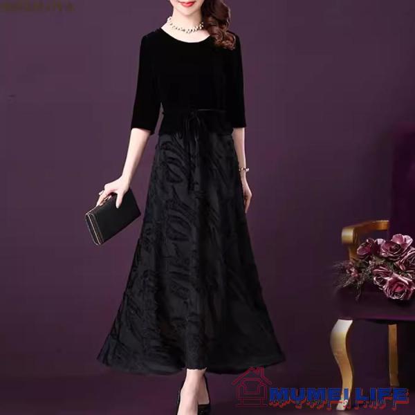 ベロア ロング 結婚式服装 50代 叔母 女性 ワンピース フォーマルドレス 食事会 株式会社S＆L 顔合わせ服装 母親 60代 40代 お見合い 上品 祖母 70代 シニア 姪