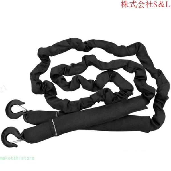 牽引ロープ 14t 車用牽引ロープ 5m 伸縮式 牽引フック 緊急ロープ 株式会社S＆L 緊急脱出対策/故障/自然災害牽引 道具 (ブラック)
