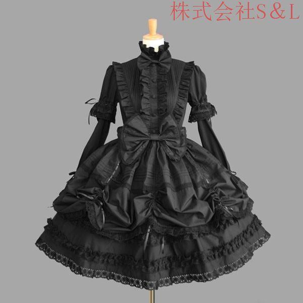 ゴスロリ 服 黒 ワンピース クラシカル 甘ロリ 株式会社S＆L 長袖 カラフル ピンク 白 ブルー ゴシック ロリータ