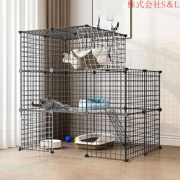 大型猫ケージ屋内 ? DIY 猫ベビーサークル取り外し可能な猫屋外エンクロージャ小動物ケージ猫フェンス  S＆L1 3 匹の猫に最適な大型運動場 (Size : 111x75x109