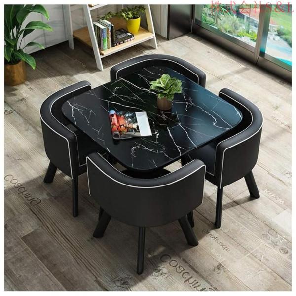 ダイニングセット 食卓セット 高級家具 ダイニングルームとキッチン用 オフィスフロントラウンジシンプルな北欧スタイル80cm模造マーブルラウンドテーブルホテル