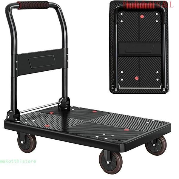 キャリーカート台車折りたたみ軽量運搬台車72×47cm90x60cm大天板荷台車大型荷物台車耐荷重300kg手押し車S＆L耐摩耗性ミュートラバーホイールコンパ