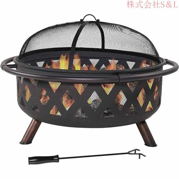 屋外用火鉢家庭用屋外用多機能で大容量暖房とバーベキューの両用火鉢S＆Lファイアーフック付ベーキングトレイ付ブラケット付き火鉢安全で環境に優しいバーベ