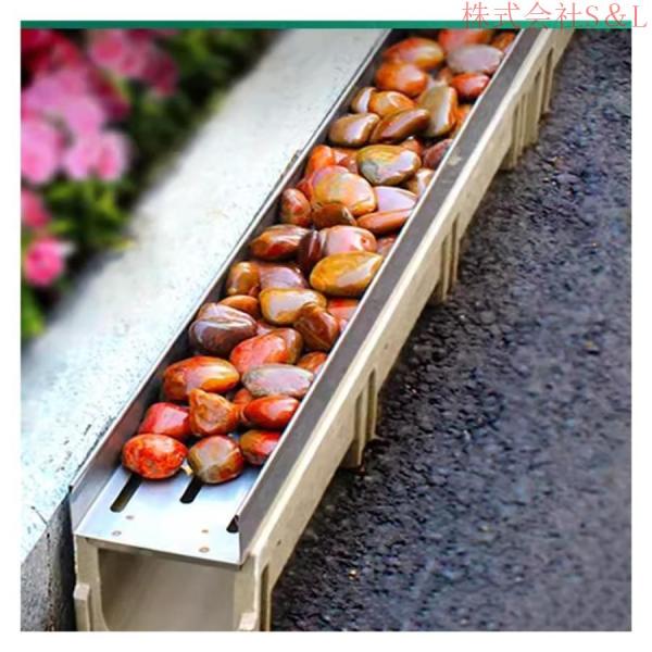 排水溝システム、 1mチャンネルドレインキット 庭のパティオの床のコンクリートの泥の雨水溝 U字型金属製格子付き株式会社S＆L ペブラスストーンの充填用