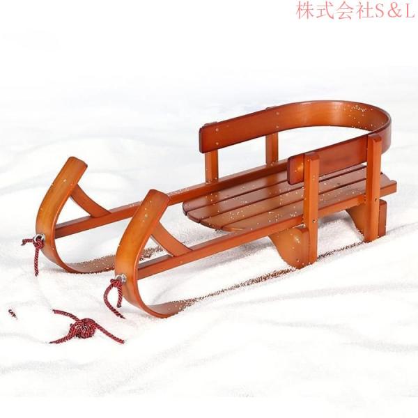 背もたれ付き子供用そり、子供用木製スキーそり、無垢材スキーラック、ドローコード付き冬の屋外スキースポーツおもちゃ株式会社S＆L88ポンドまで保持