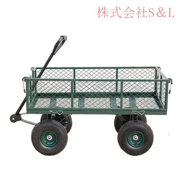 カゴ付き台車 ガーデニング スチールメッシュカート 取り外せるスチールメッシュ ガーデンカート キャンプカート リアカー 牽引台車 園芸 一体化ハンドル 防水防
