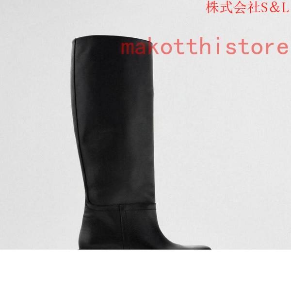 ロングブーツレディース黒エンジニアブーツジョッキーブーツS＆L無地スリップオン歩きやすい大きいサイズ歩きやすい走れる疲れないブーツロング長靴