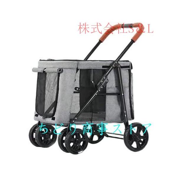 折りたたみ式犬カートペットカート犬用ベビーカー，耐荷重30kg360°回転多機能軽量組み立て簡単S＆L補助介護散歩おでかけ通院旅行小型犬中型犬老犬カ