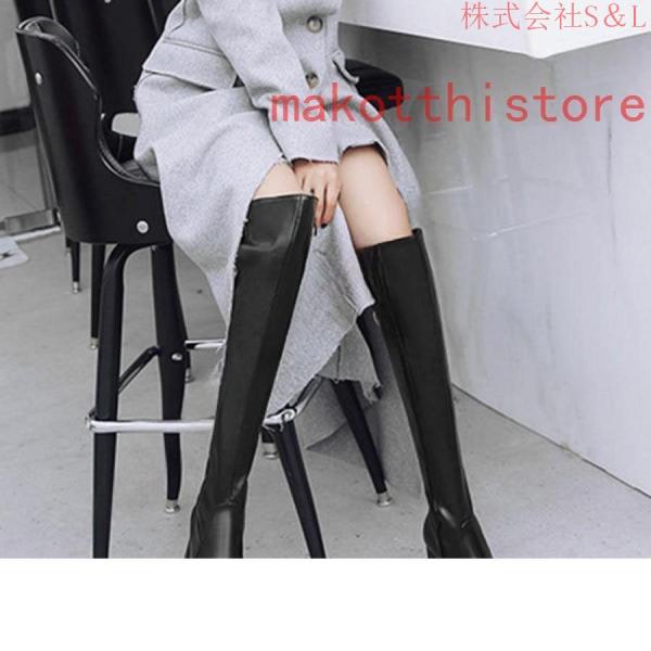 25.5cm3Lニーハイブーツレディース美脚大きいサイズストレッチ6.5cmヒールロングブーツS＆Lロングブーツヒール疲れないハイヒールピンヒール靴黒