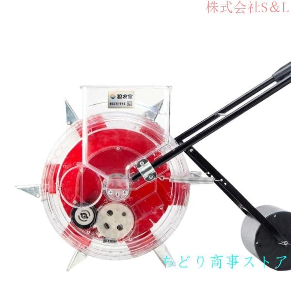 播種機種まき機野菜播種機手動種まき機手動プッシュタネポン種まき器スクロールホイール種まき機械手押し式種まき機S＆Lハンドル付き調整可能な植物間隔耐