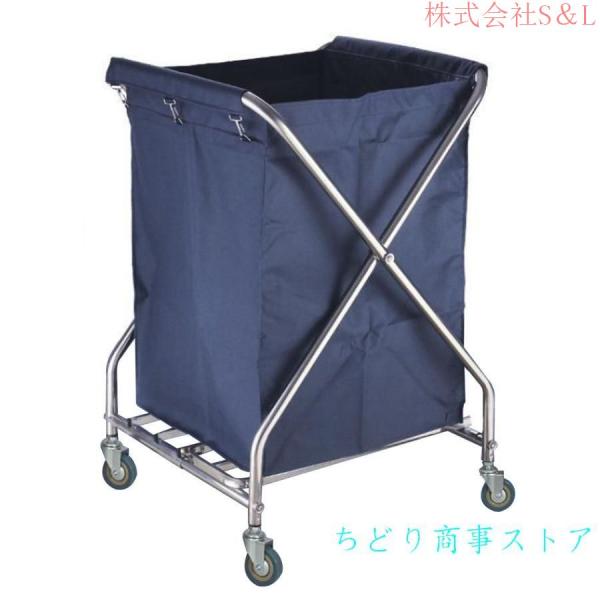 ホテルリネンカート 業務用 ランドリーワゴン キャスター付き サービスカート 多目的 ダストカート付布袋 リネンカート株式会社S＆Lホテル清掃台車折りたたみ式