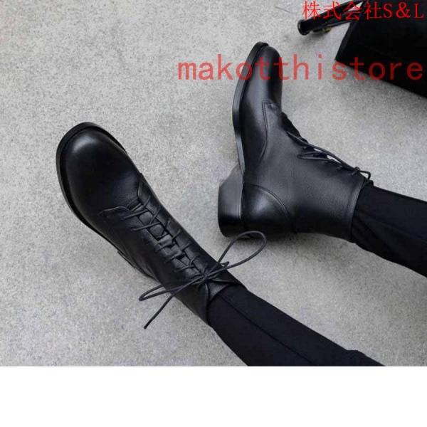 ブーツ レディース 袴ブーツ 厚底アンクルブーツ 靴 高ヒール シューズ 紐 厚底 S＆L 本革調 ブロックヒール 厚底ブーツ 太ヒー ブーツ 防水 仕事レジャー 休暇