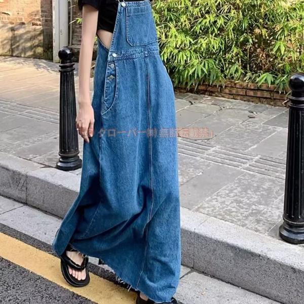 レディース ワンピース ロングワンピ デニムサロペット スカートデニム ワンピ ジャンパースカート クローバー株式会社 大きいサイズ