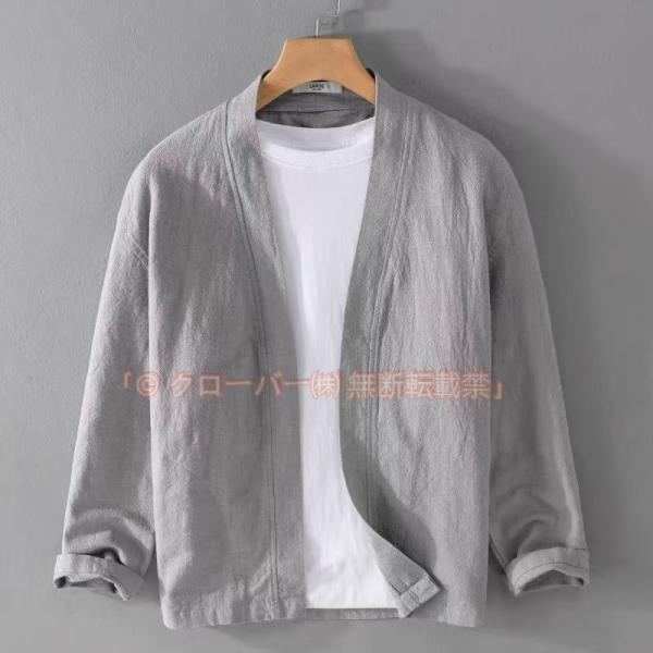 麻 羽織 メンズ カーディガン 長袖 無地 リネンジャケット クローバー株式会社 綿麻 男性用 浴衣 和服 甚平風 作務衣 冷房対策 花火大会 お祭り