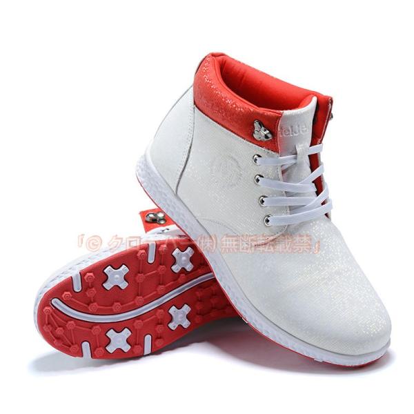 ゴルフシューズ スパイク レディース 23.0~25.5ｃｍ ホワイト おしゃれ ハイカット クローバー株式会社