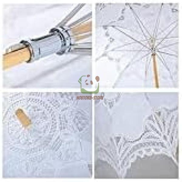 折りたたみ傘 花嫁の結婚式の傘白いレースの日傘傘手作り刺繍写真