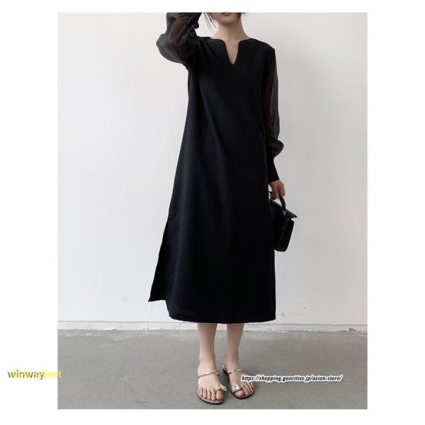 ワンピース レディース 夏物 シフォン 切り替えワンピース ロング